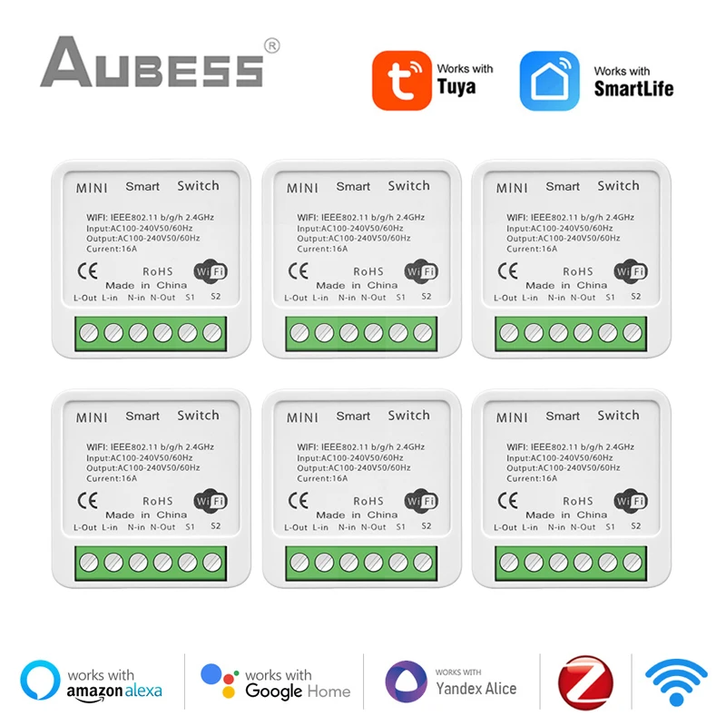 Tuya zigbee/wifi mini interruptor inteligente 16a 2 vias módulo de ...
