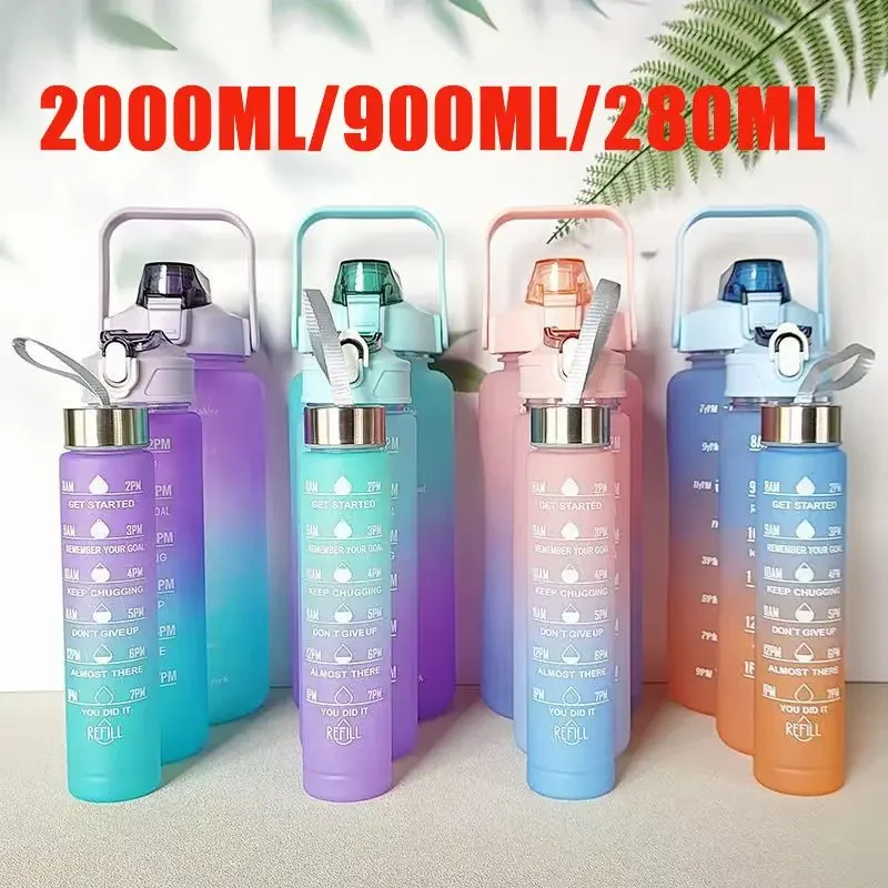 3Pcs-Gradient-Plastic-Cup-Set-Large-Capacity-Sports-Water-Bottle ...