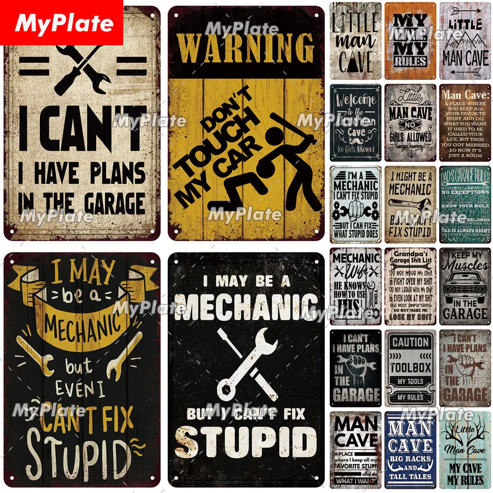 Retro Warning Sign Mechanic Metal Sign Vintage Plaque Tin Sign Plate ...