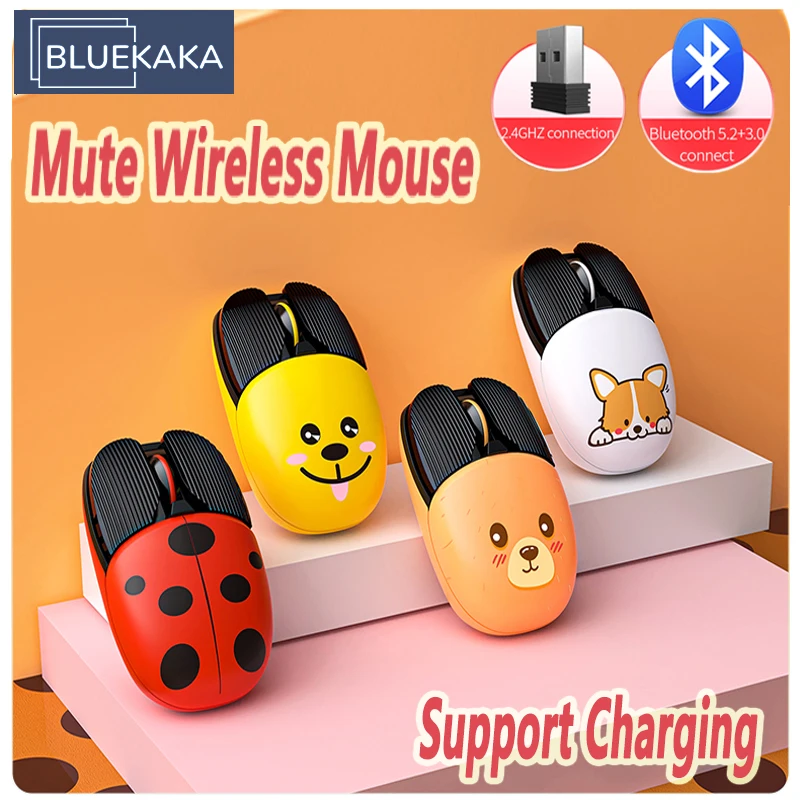 Bluetooth 5.2 Cartoon Mouse Wireless 2.4G Mute Office Mice Large ...