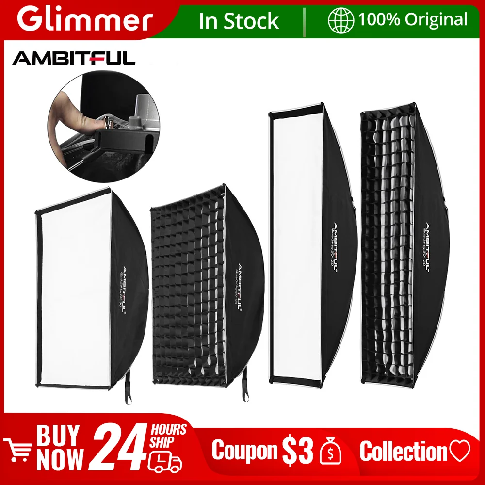 AMBITFUL-QS6090-QS30120-Quickly-Release-Bowens-Mount-Strip-Softbox ...