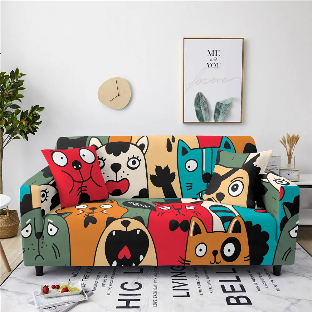 Funny Cartoon Elastic Sofa Cover Living Room Stretch Couch Cover Sofa ...