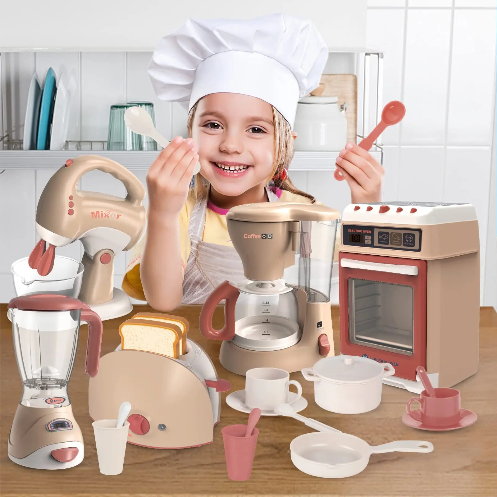 Kids Simulation Kitchen Appliances Sets Toy Mini Blender Coffee Maker ...