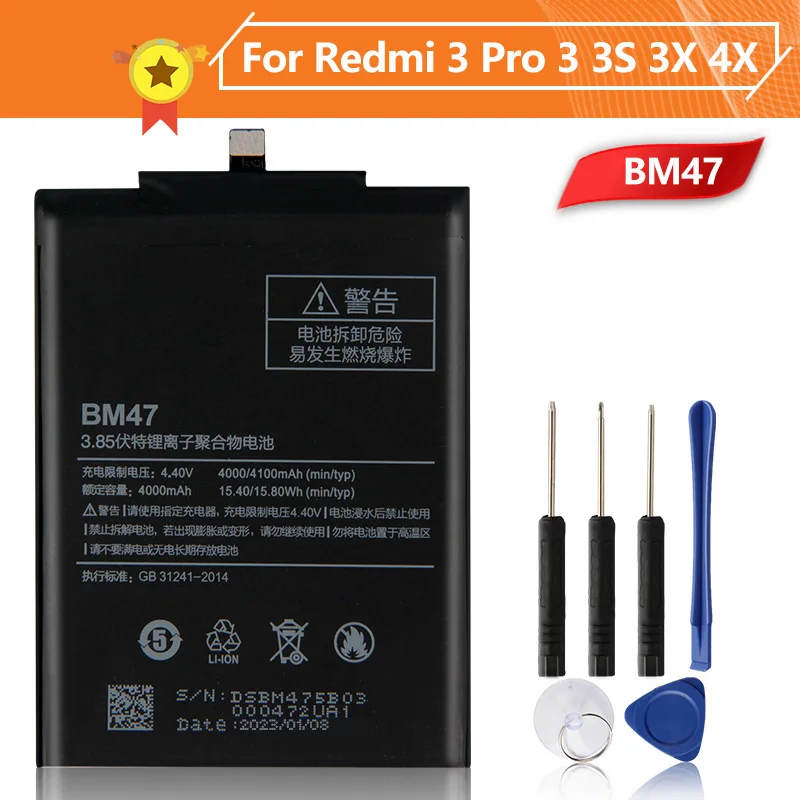 Batería de repuesto BM47 para xiaomi Mi Red 3 3S 3X Red mi 4X Red mi 3 ...