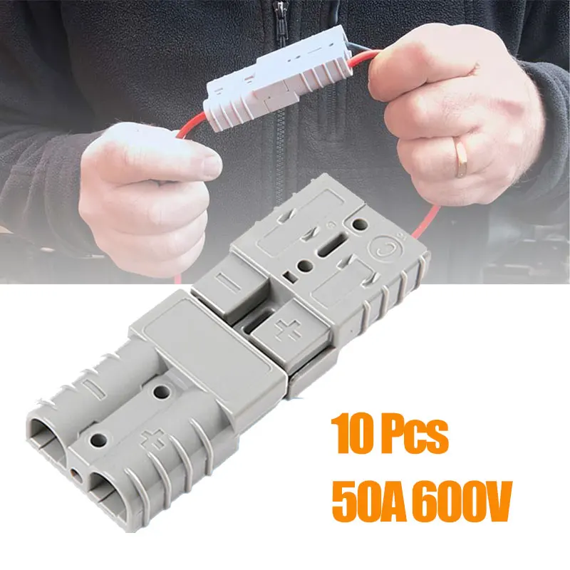 10 Pcs 50A 600V Plug Connectors for Anderson Style Plug 6-12AWG AC/DC ...