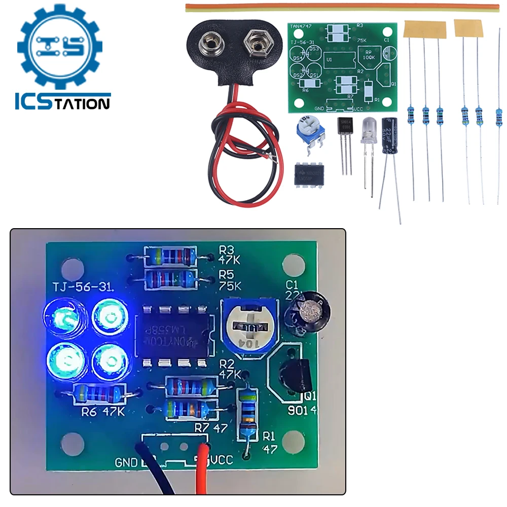 DIY-Electronic-Kit-LM358-Breathing-Lamp-Blue-LED-Light-Auto-change ...