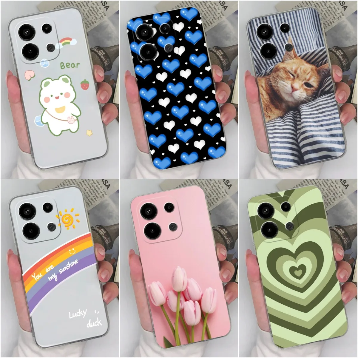 Phone-Case-For-Xiaomi-Redmi-Note-13-4G-Back-Cover-Cute-Cat-Shockproof ...
