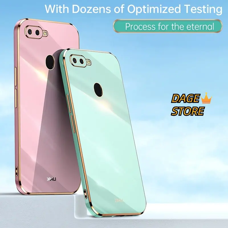 for-Oppo-A7-A5s-A12-A7N-Solid-Color-Straight-Edge-6D-Plating-Phone-Case ...