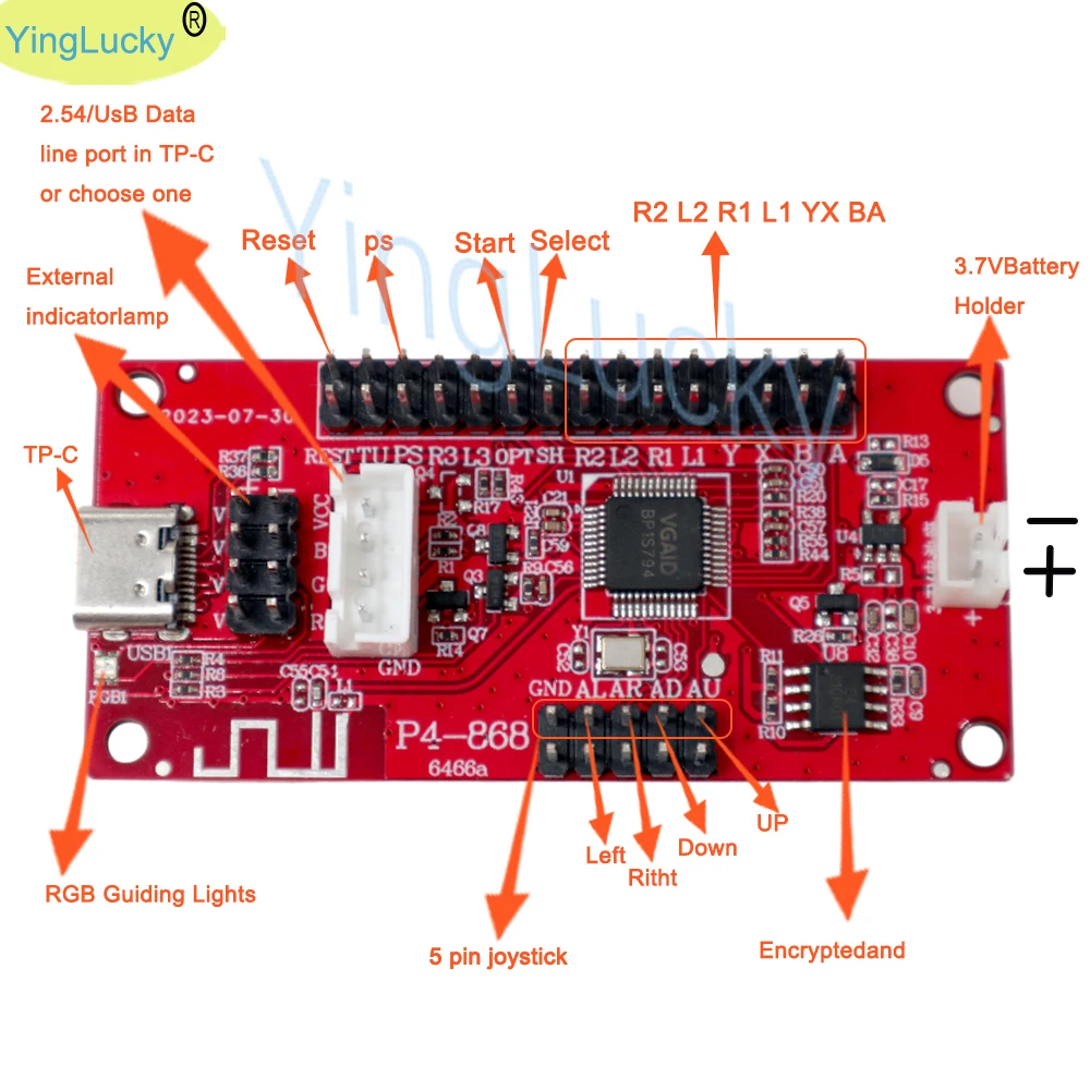 Joystick Encoder Pcb Board Usb Arcade Zero Delay Controller To Pc Ps3 Ps4 One Player Wireless