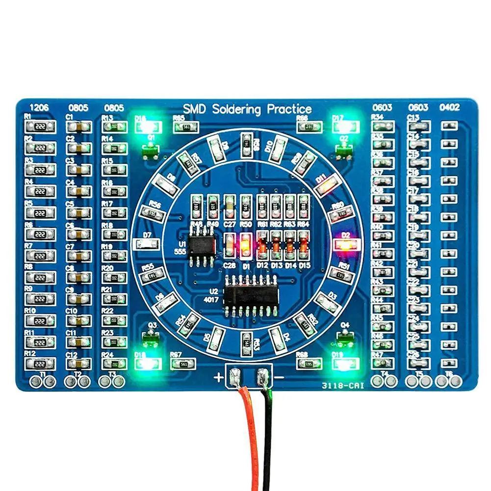 Soldering Practice SMD Circuit Board Rotatable LED Welding Kit PCB ...