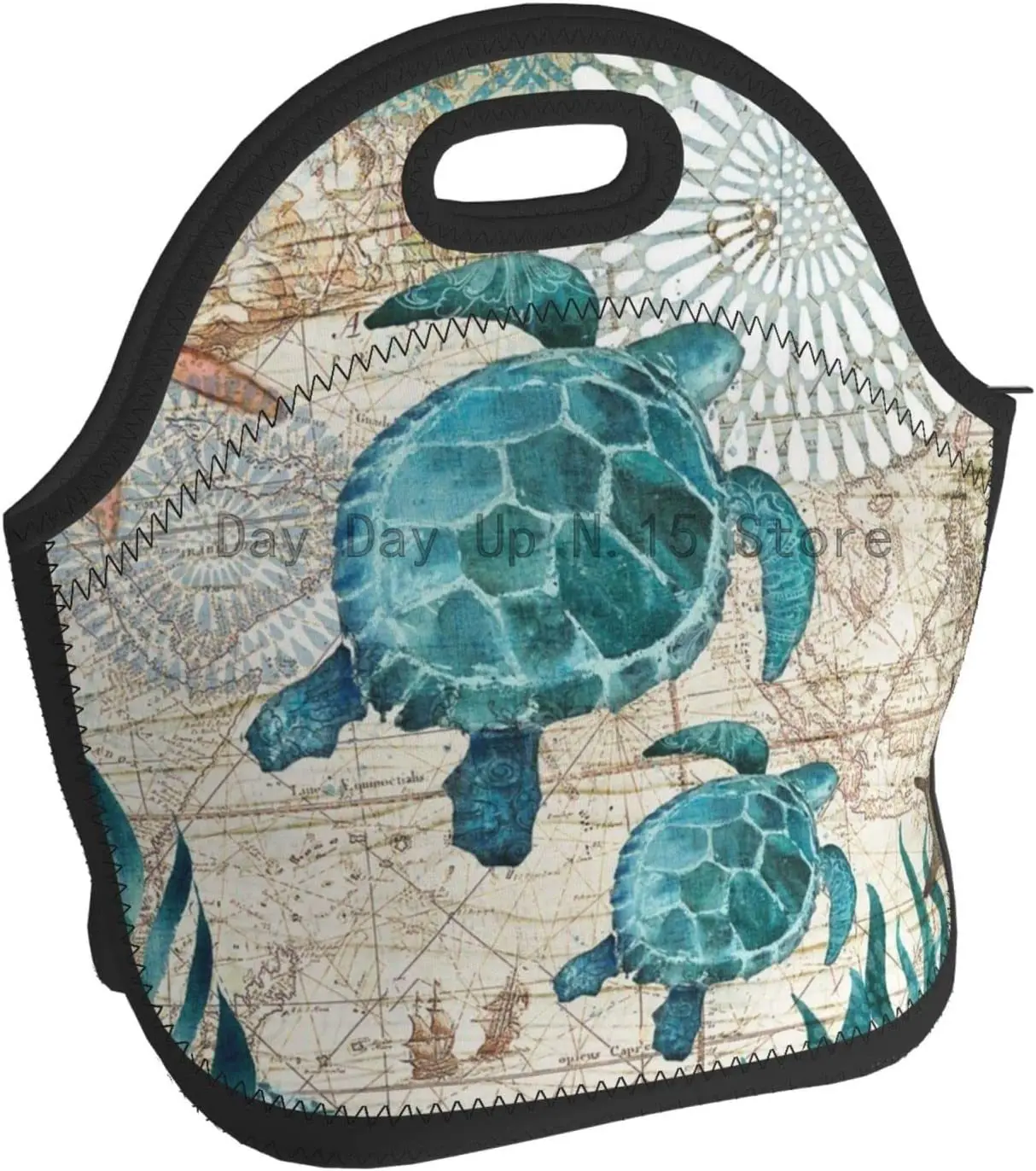 Sea Turtle Lunch Bag Neoprene Picnic Bag Portable Reusable Tote Bags ...
