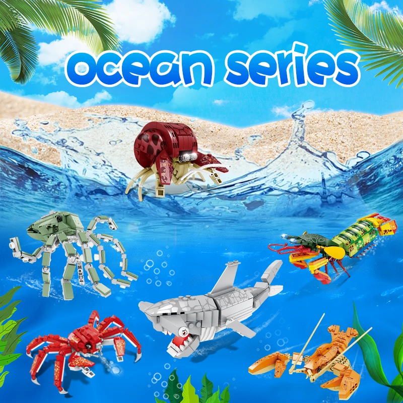 Ocean-World-Building-Blocks-Shark-Lobster-Octopus-Water-Biological-Mini ...