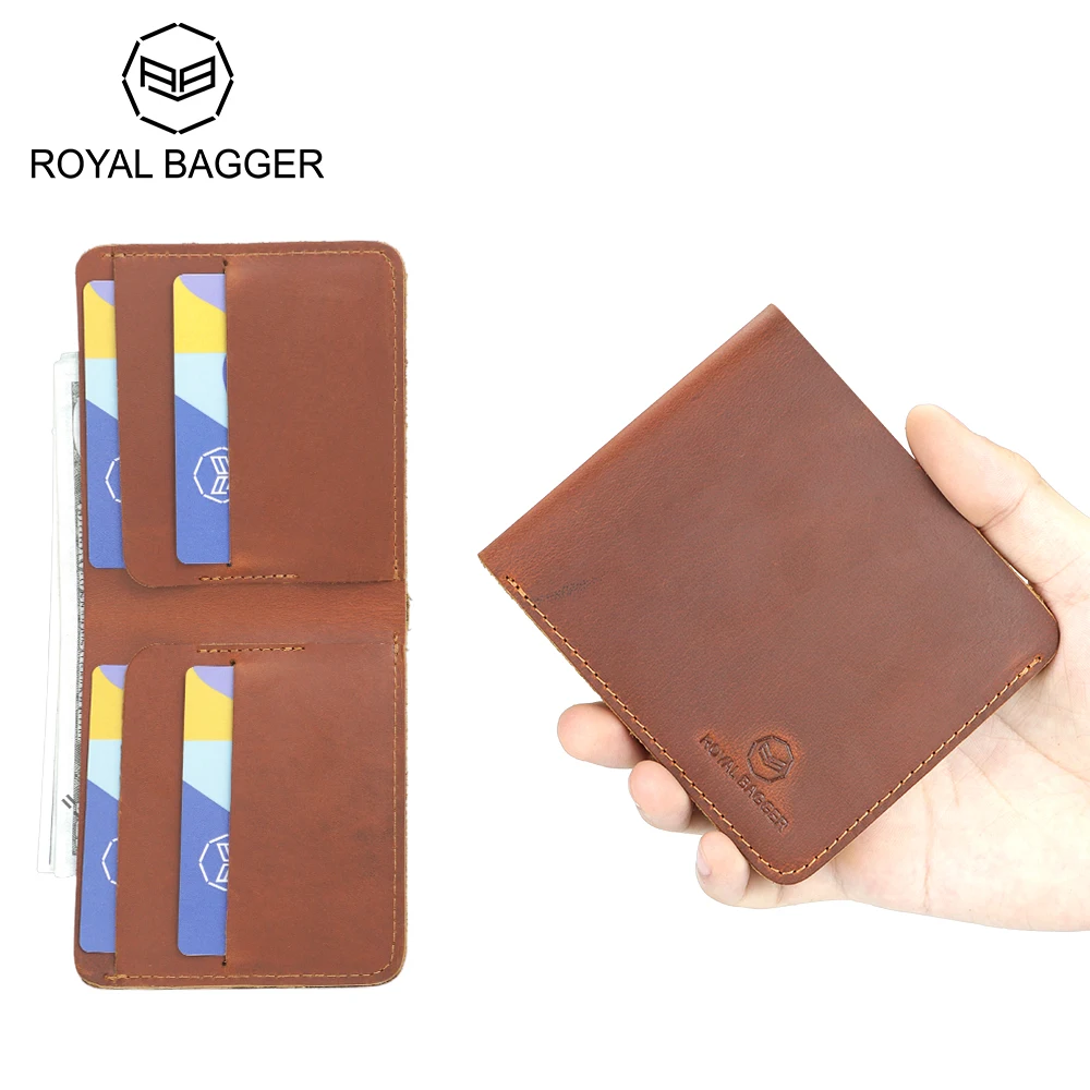 Royal-Bagger-Retro-Short-Wallet-Simple-Thin-Bifold-Wallet-Purse-Genuine ...