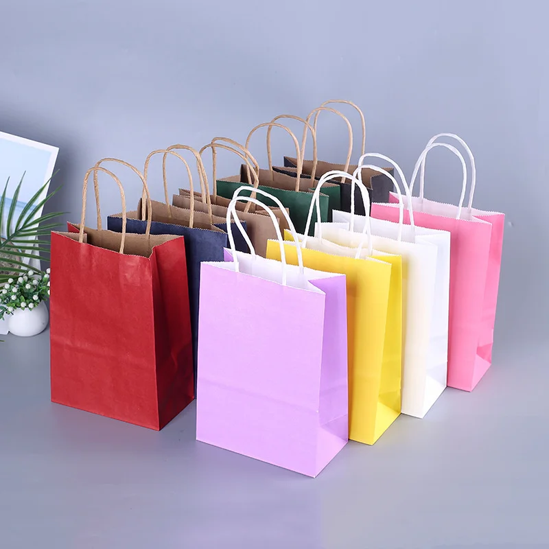 10/20/30/50pcs Mini Small Kraft Paper Bag With Handles Festival Gift ...