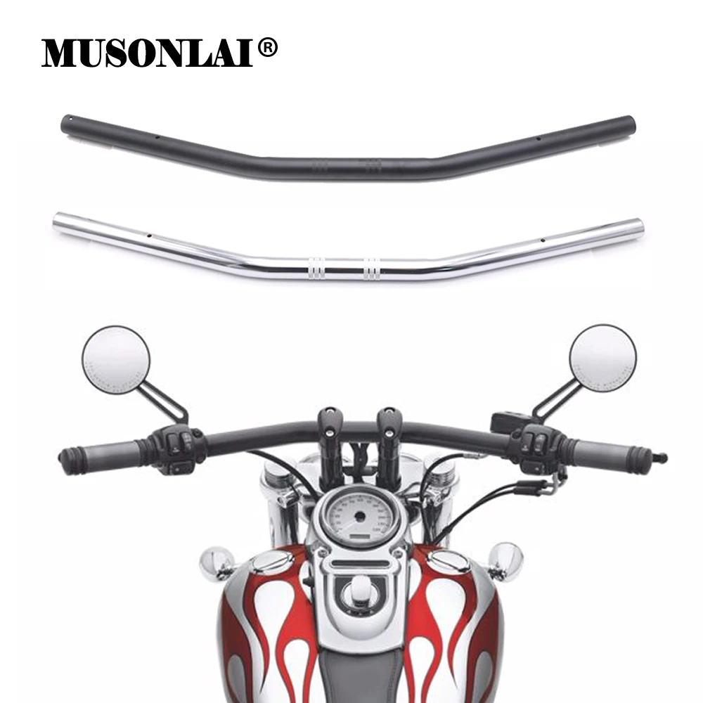 Motorcycle-Handlebar-1-25mm-Black-Chrome-Drag-Straight-Bar-For-Honda ...
