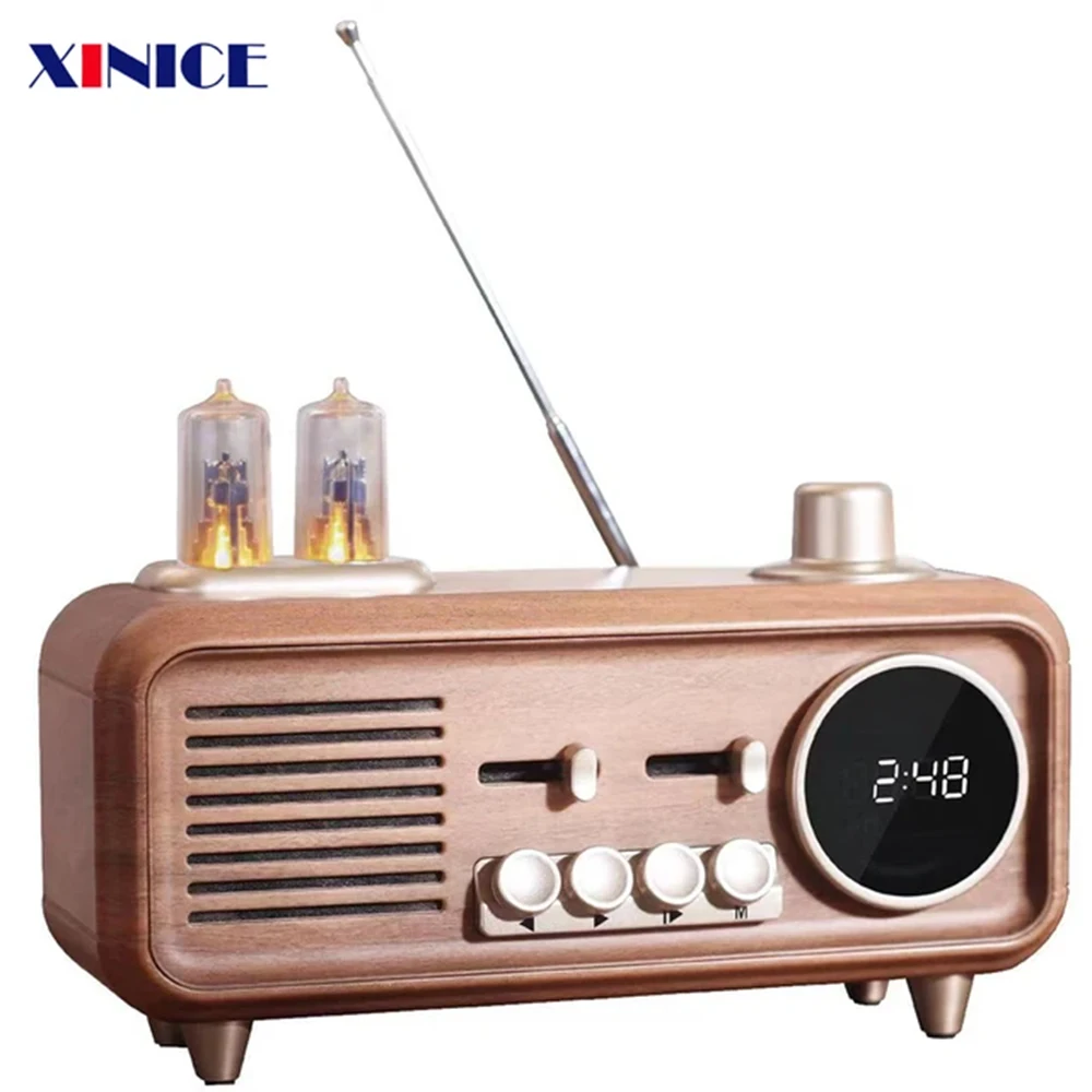 2024-Retro-Radio-speaker-Walnut-Wood-Vintage-Rotary-Fm-Radio-Led-light ...