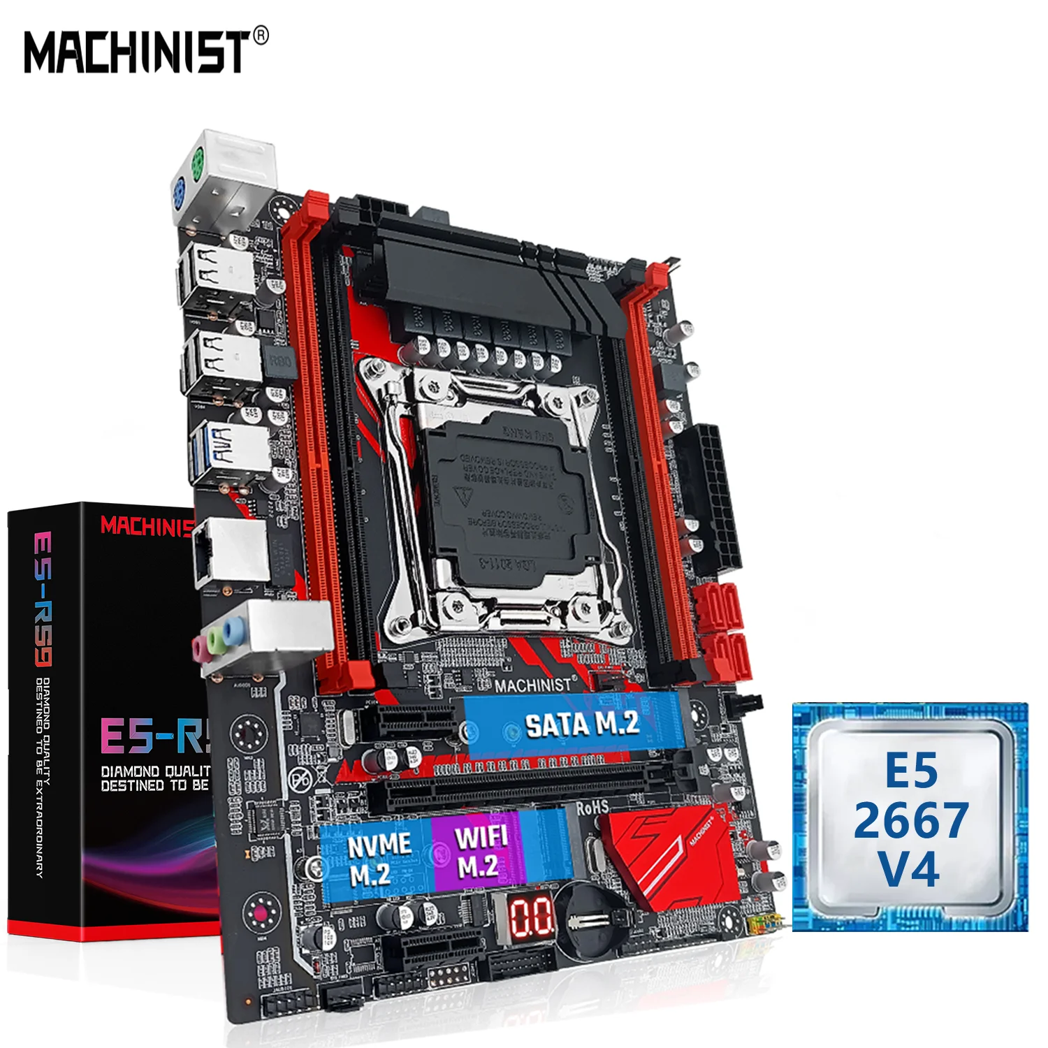 Machinist Rs9 X99 Motherboard Set Kit Xeon E5 2667 V4 Cpu Lga 2011 3