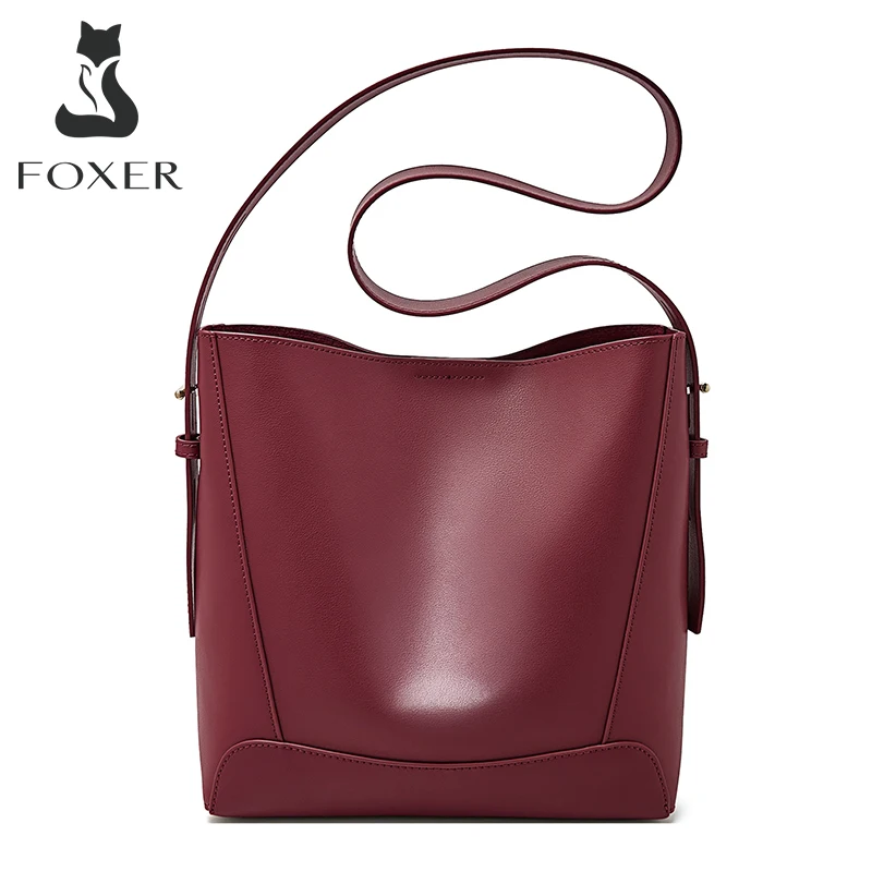 FOXER 2026 Nuevo Bolso Tipo Cubo para Mujer, de Cuero Dividido, Gran ...