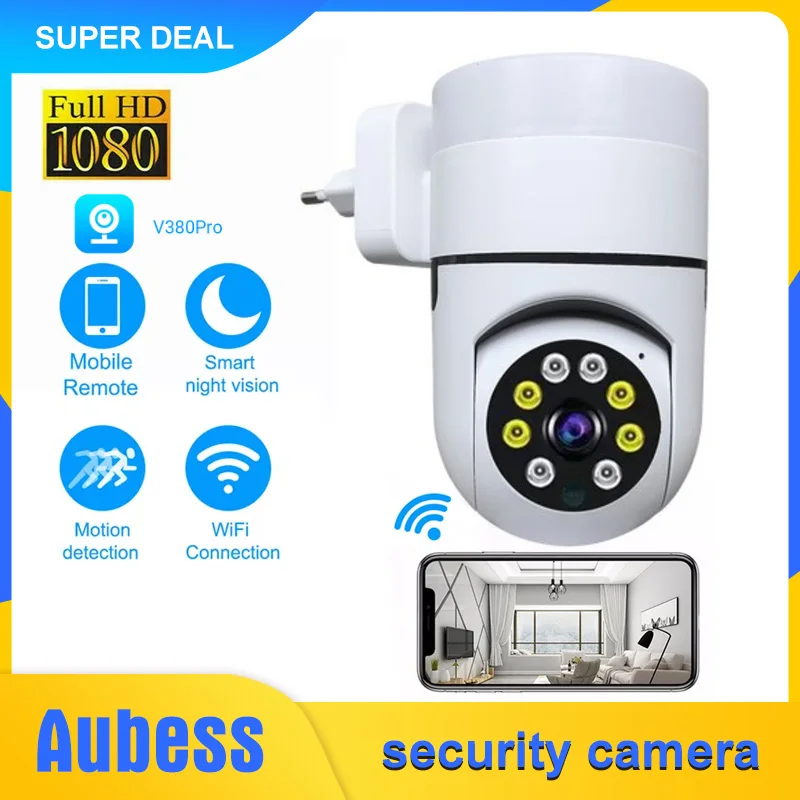 2MP Power Plug WiFi IP Camera Indoor 360 Rotate Color Night Vision ...