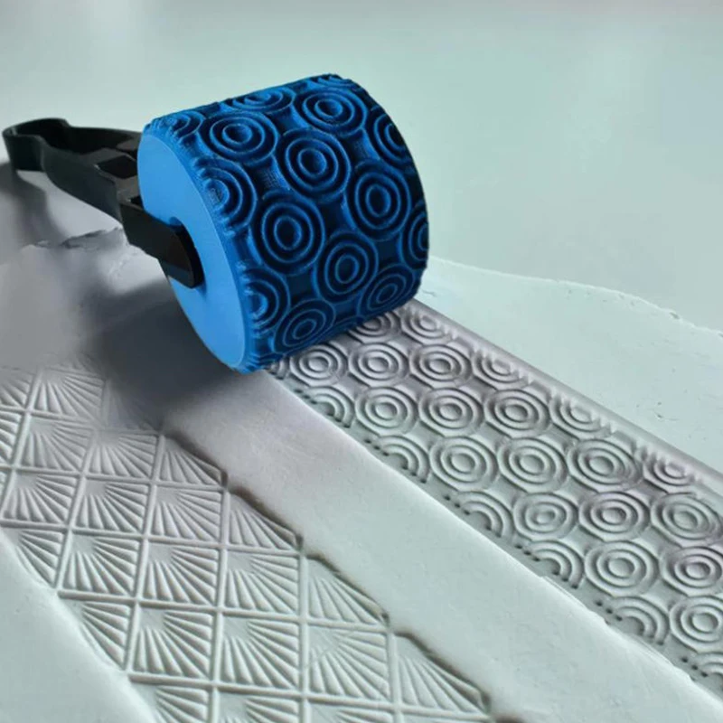 【Peace】Clay Stamp Roller Geometric Flower Patterns Relief Rolling Tool ...