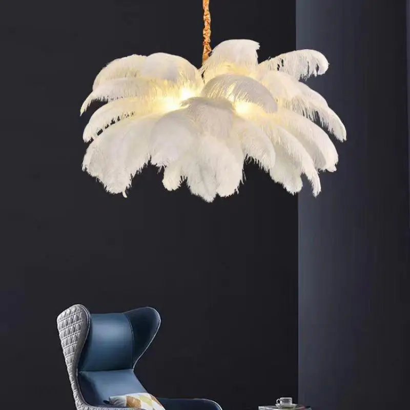 Nordic-Ostrich-Feather-LED-Pendant-Lights-Ilumina-o-interior-Chandelier ...