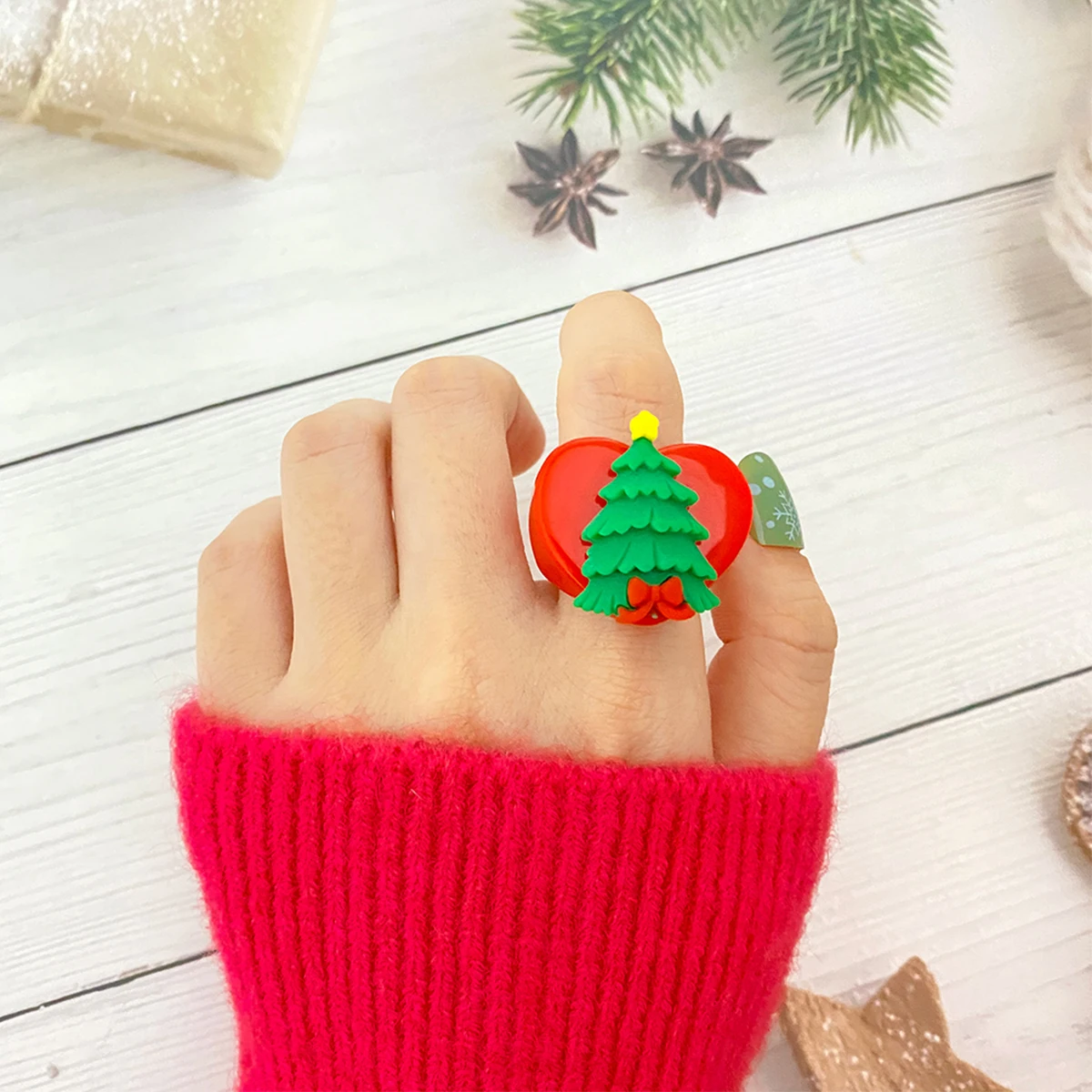 2022 Christmas Theme Rings For Women Santa Elk Christmas Treering ...