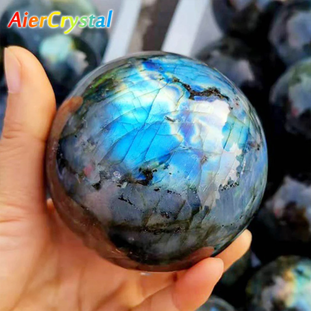 Natural Crystal Labradorite Ball Quartz Massage Polished Reiki Healing ...