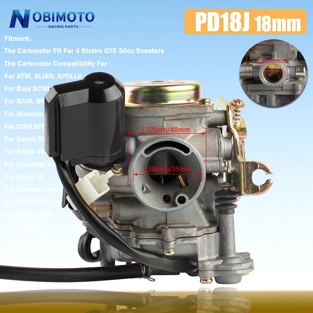NOBIMOTO-PD18J-18mm-Motorcycle-GY6-49cc-50cc-80cc-Scooter-Moped-4Stroke ...