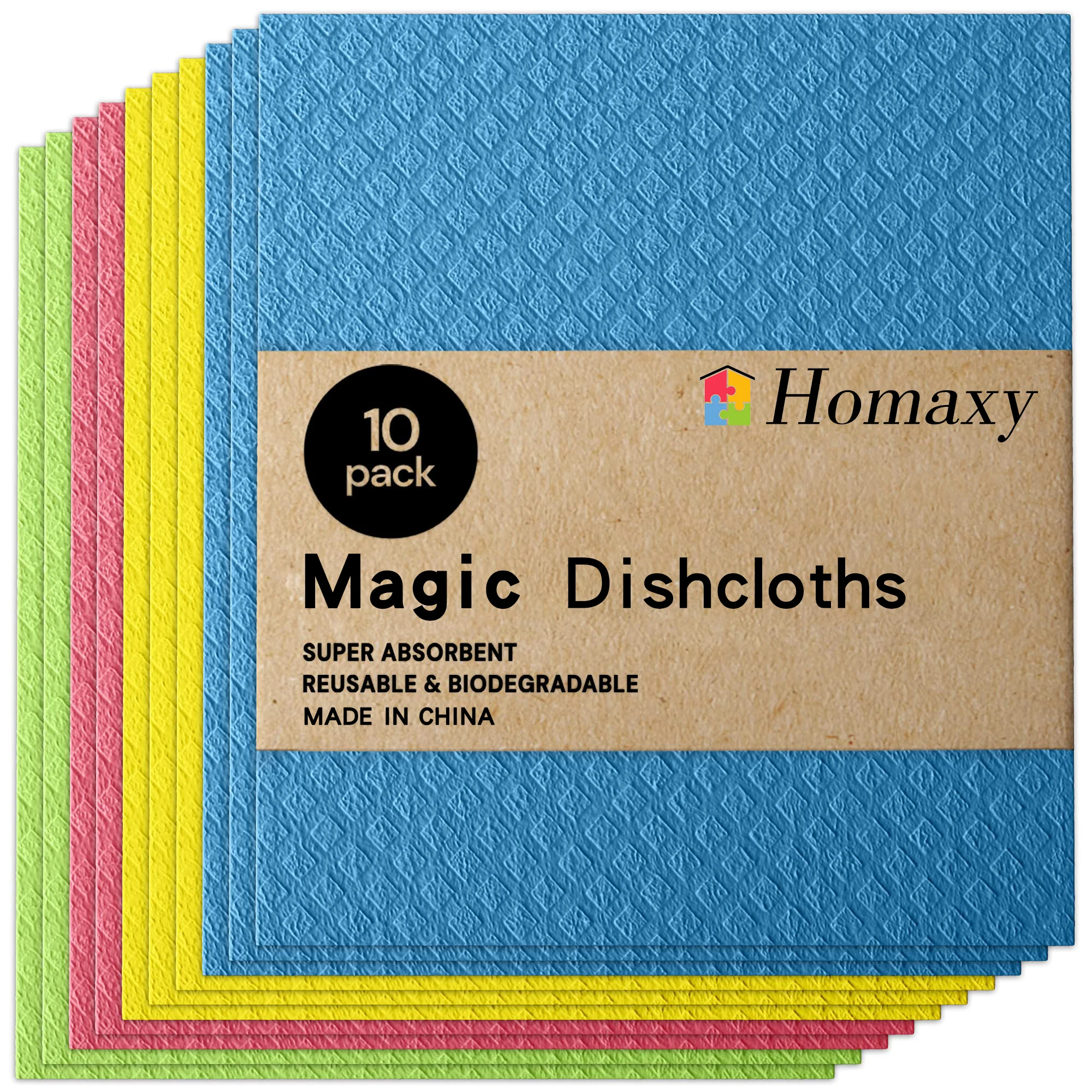 Homaxy 10Pcs Magic Cleaning Cloth Wood Pulp Sponge Kitchen Towel ...
