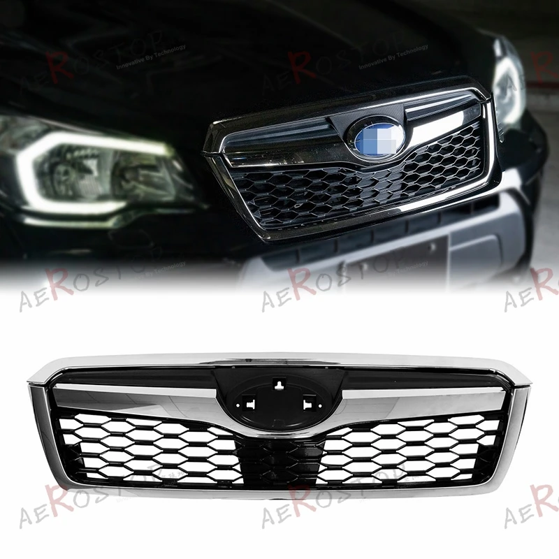 ABS+PP GLOSS BLACK W. CHROME FRAME FRONT GRILL MESH KIT FOR 13-18 ...