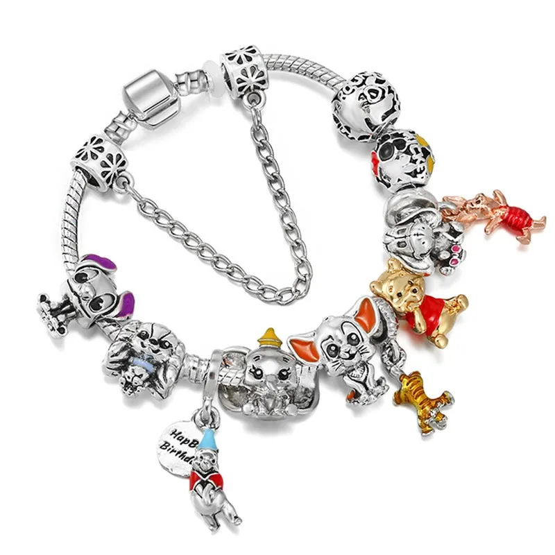 Disney-Beaded-Bracelet-Cartoon-Mickey-Stitch-Silver-Plated-Bracelet-Winnie-the-Pooh-String ...