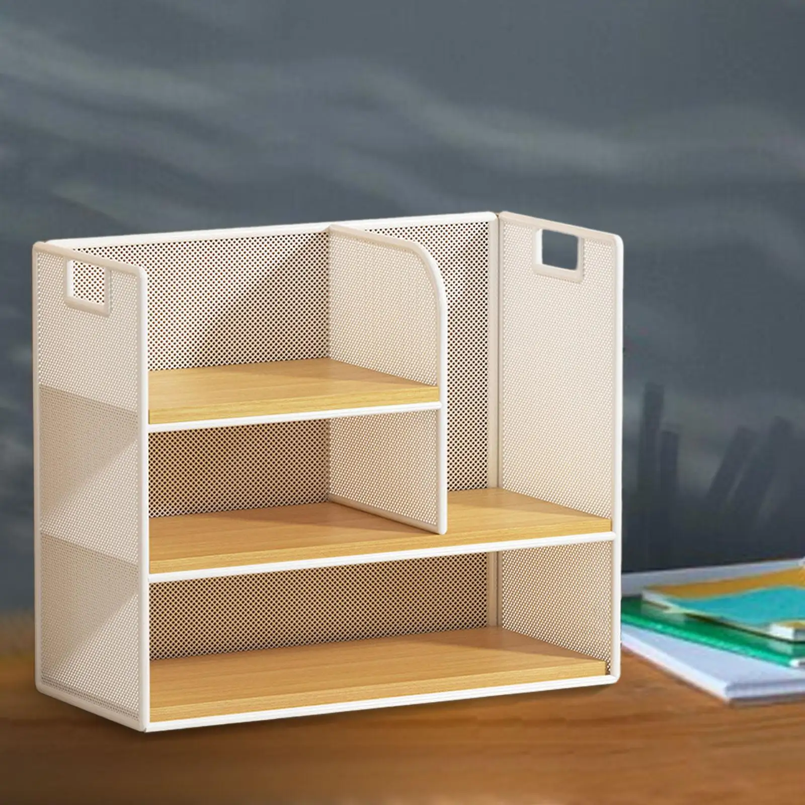 Office-Desktop-Organizer-Space-Saving-Wood-Portable-Supplies ...
