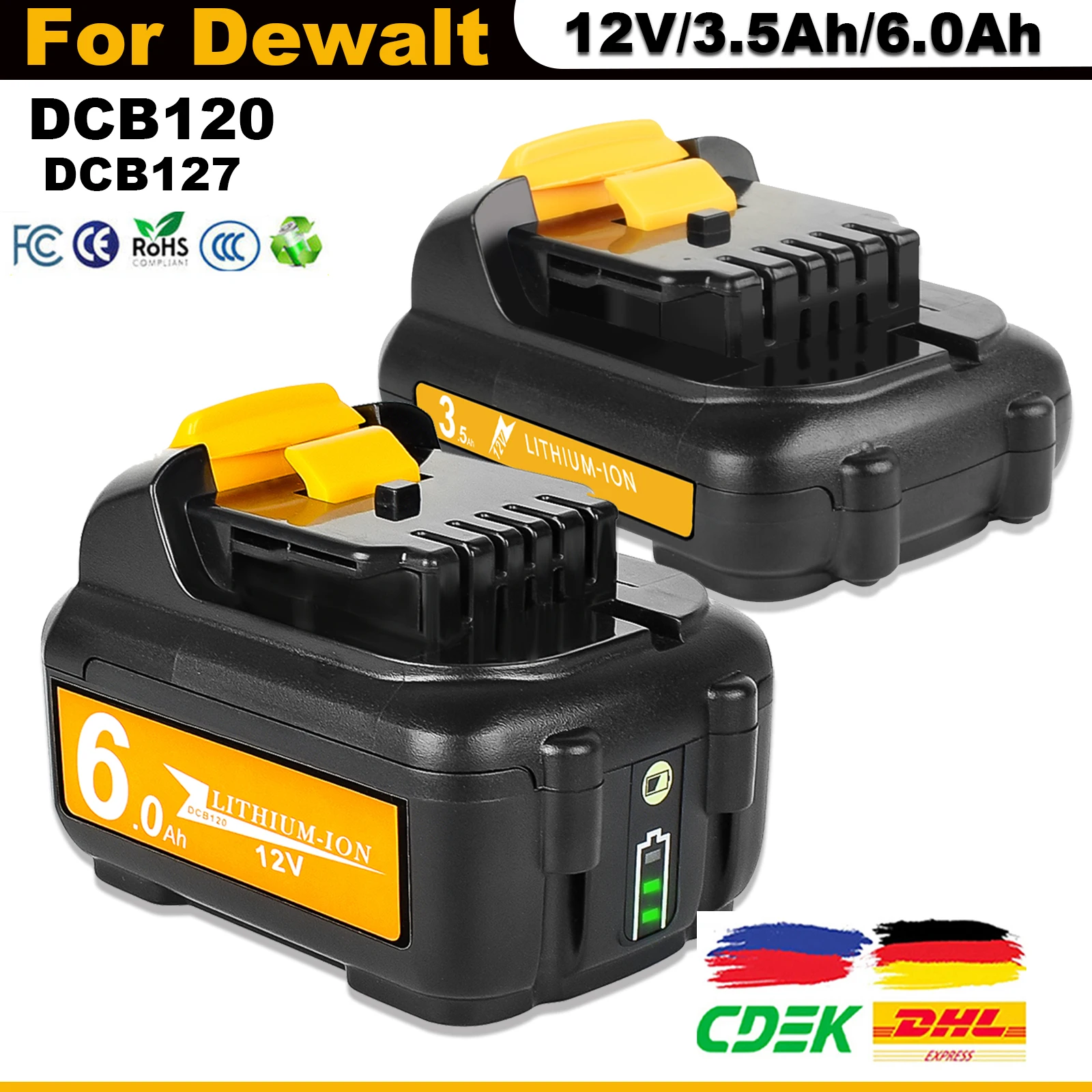12V-6000mAh-Battery-For-Dewalt-Rechargeable-Battery-DCB120-DCB127 ...