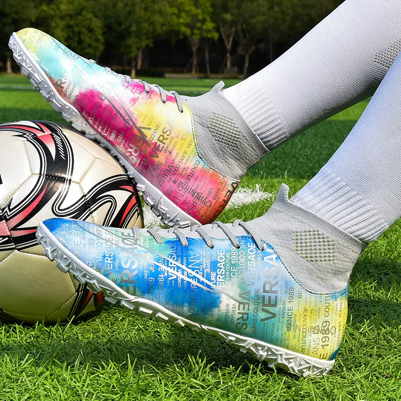 Cleats Soccer Shoes Men Tf Hightop Football Boots For Kids