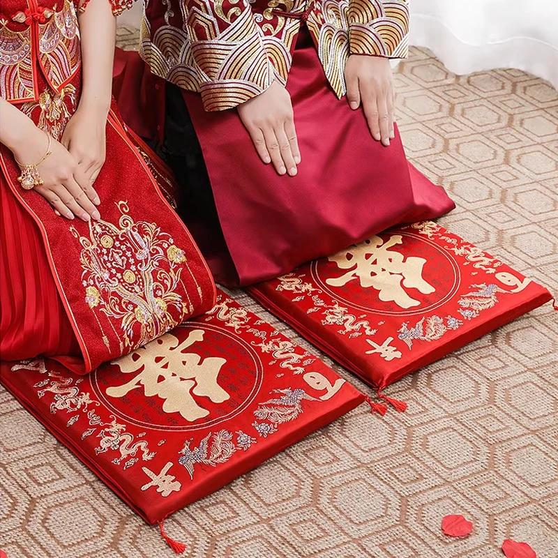 2 Pcs Chinese Style Wedding Seat Cushion Red Seat Pad New Year Wedding ...