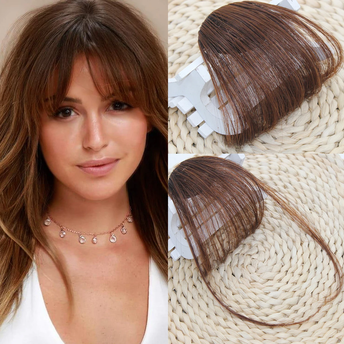 Natural-Forehead-Ins-Hair-Fake-Fringes-Air-Bangs-Wig-Female-Piece-Real ...