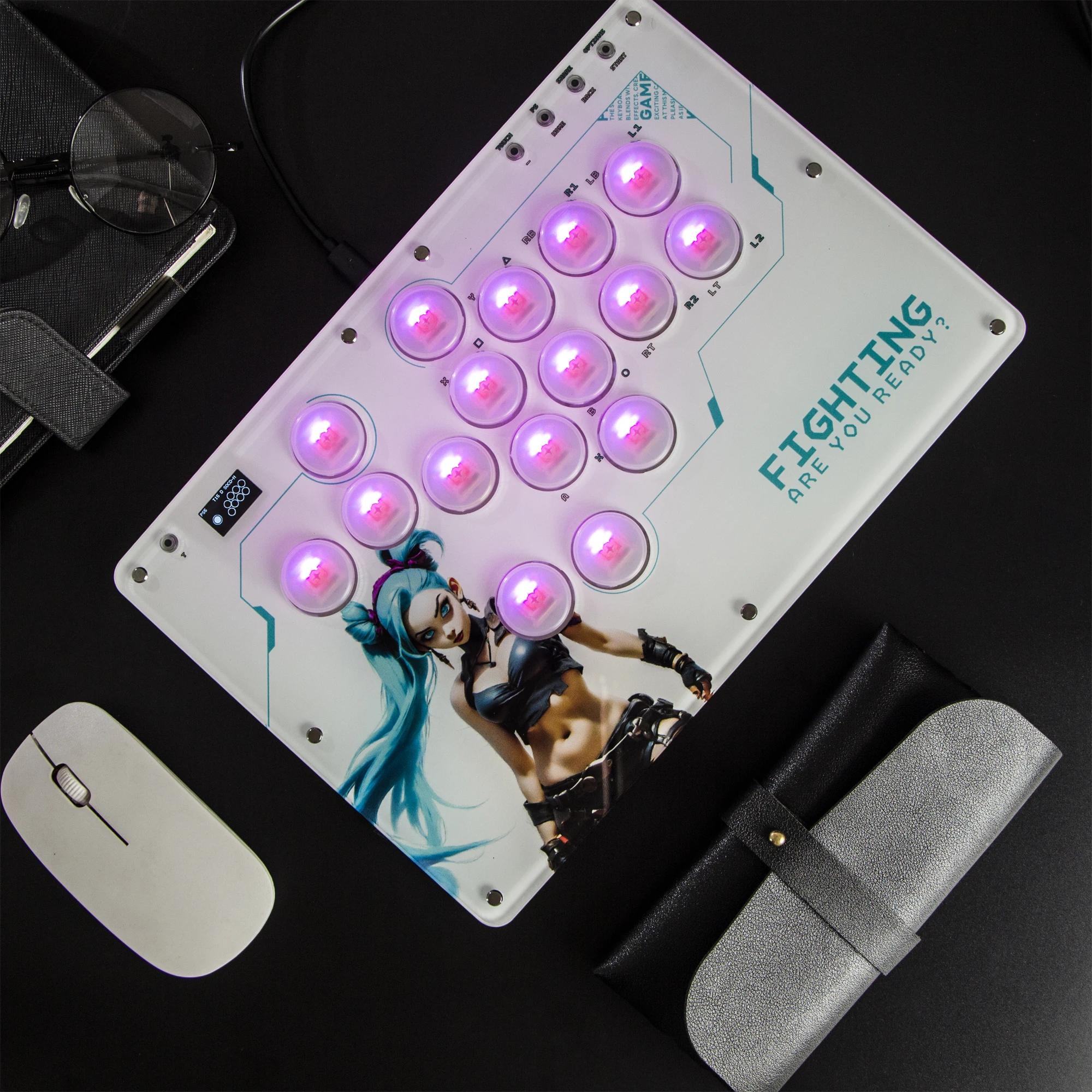 Leverless-Arcade-Hitbox-Controller-with-Joystick-and-Button-Rim ...