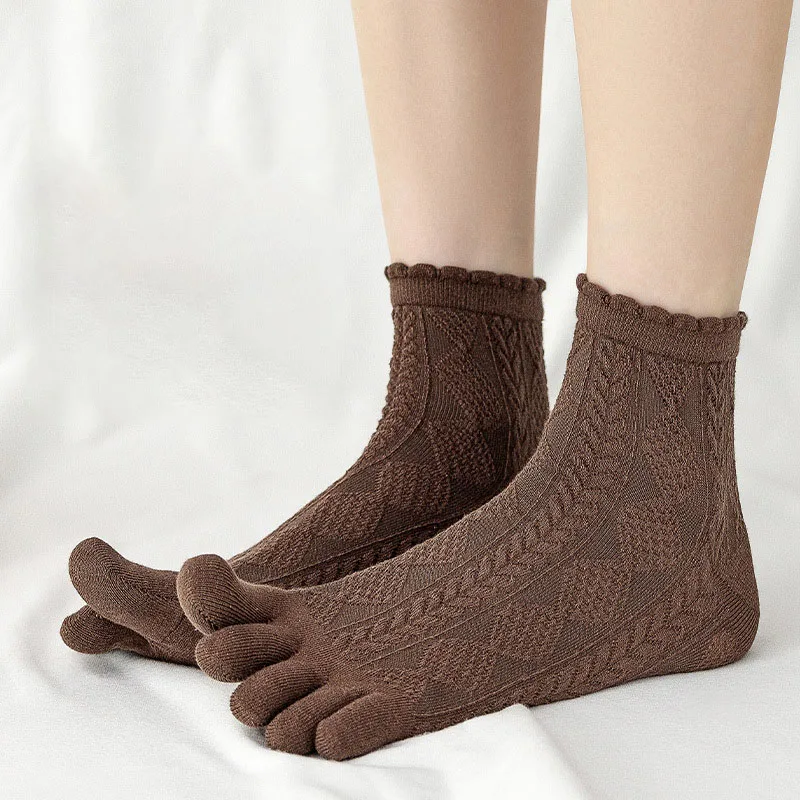 Women's Summer Lolita Mid tube Socks Tube Five Finger Socks Breathable ...