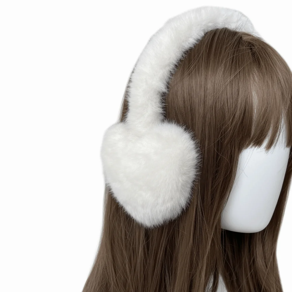 Keep Warm White Fluffy Ear Muffs Winter Ear Protection Coldproof ...