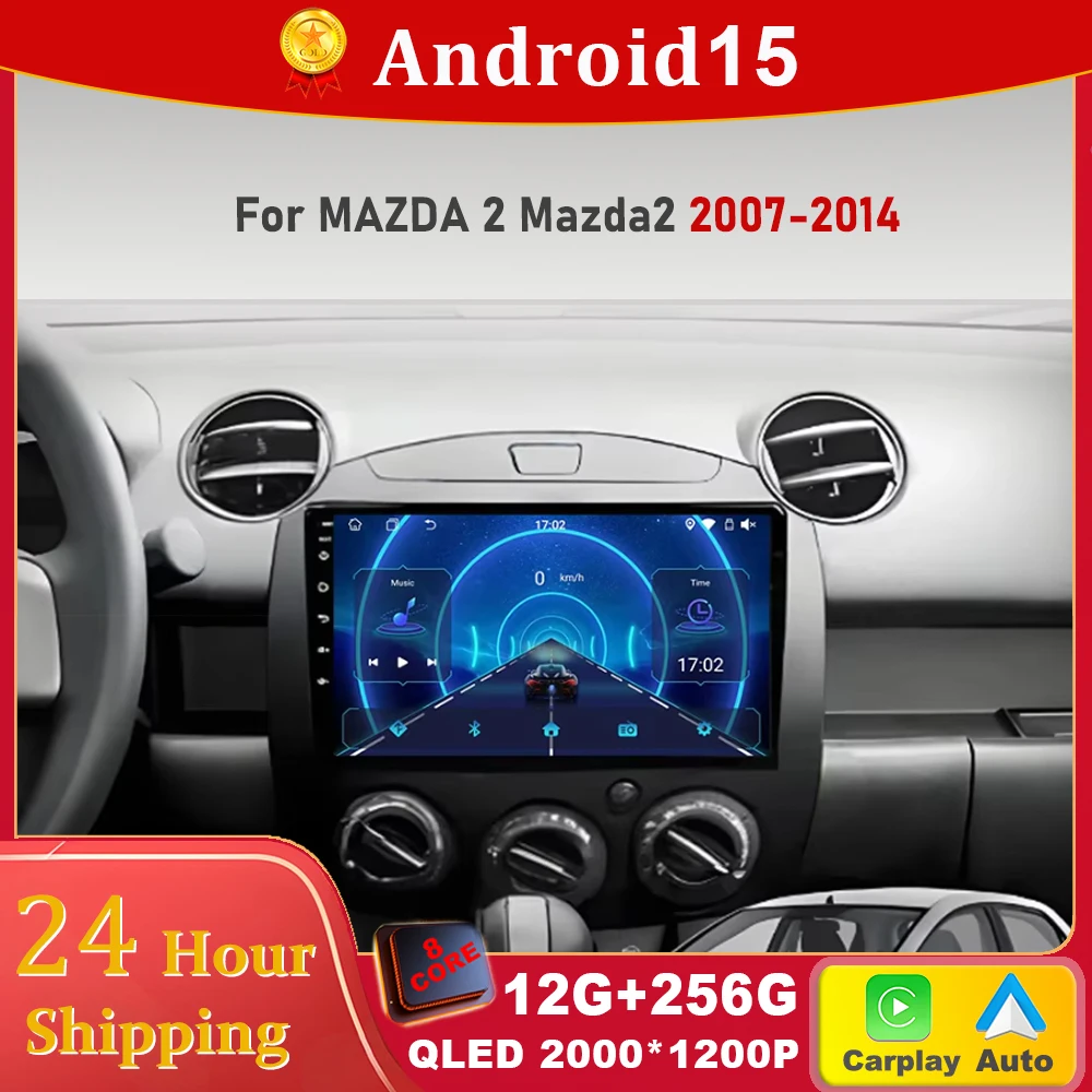 Android 15 For MAZDA 2 Mazda2 2007-2014 Carplay GPS Car Radio ...