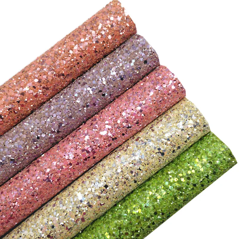 Iridescent Chunky Glitter Vinyl Fabric Sheet Felt Backing Glitter Faux ...
