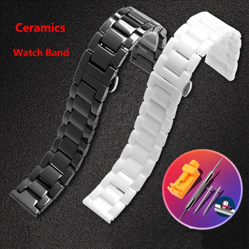 High Quality Ceramic Watch Band 14mm 16mm 18mm 20mm 21mm 22mm Black ...