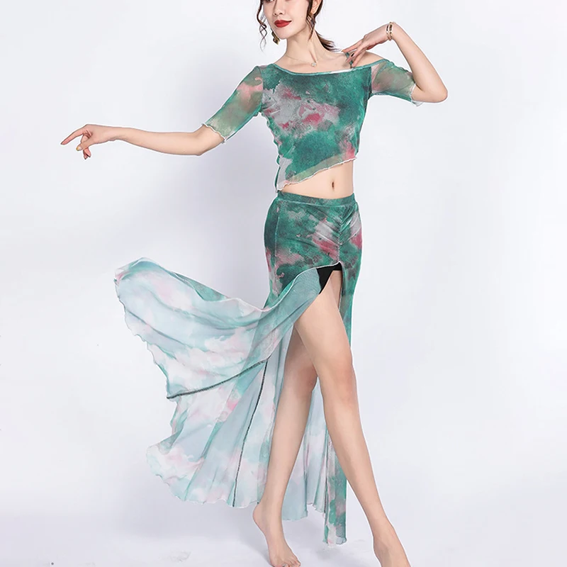 Belly Dance Long Dress Set Sexy Woman Luxury Performance Modern Dance ...