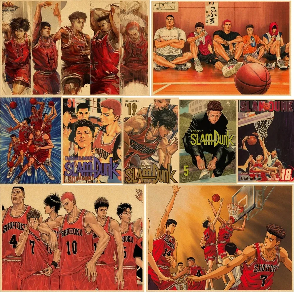 Slam-Dunk-Poster-Retro-Kraft-Paper-Posters-Prints-Home-Decor-Wall ...