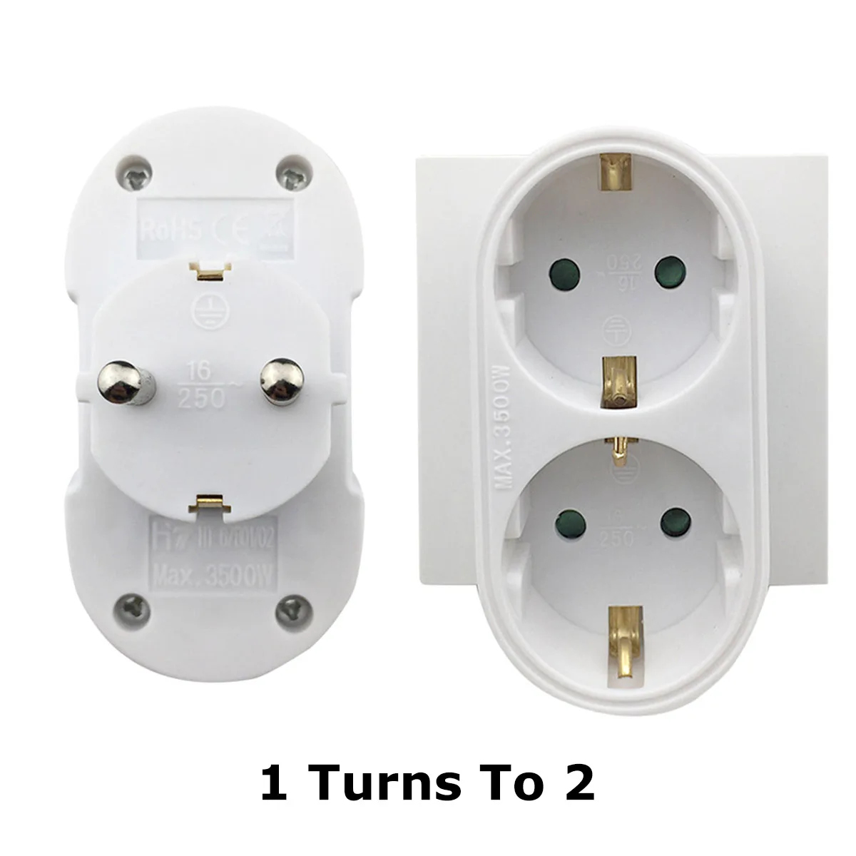 3-5pcs-EU-Conversion-Plug-1-To-2-Way-Socket-Adapter-Eu-Plug-Double-Wall ...