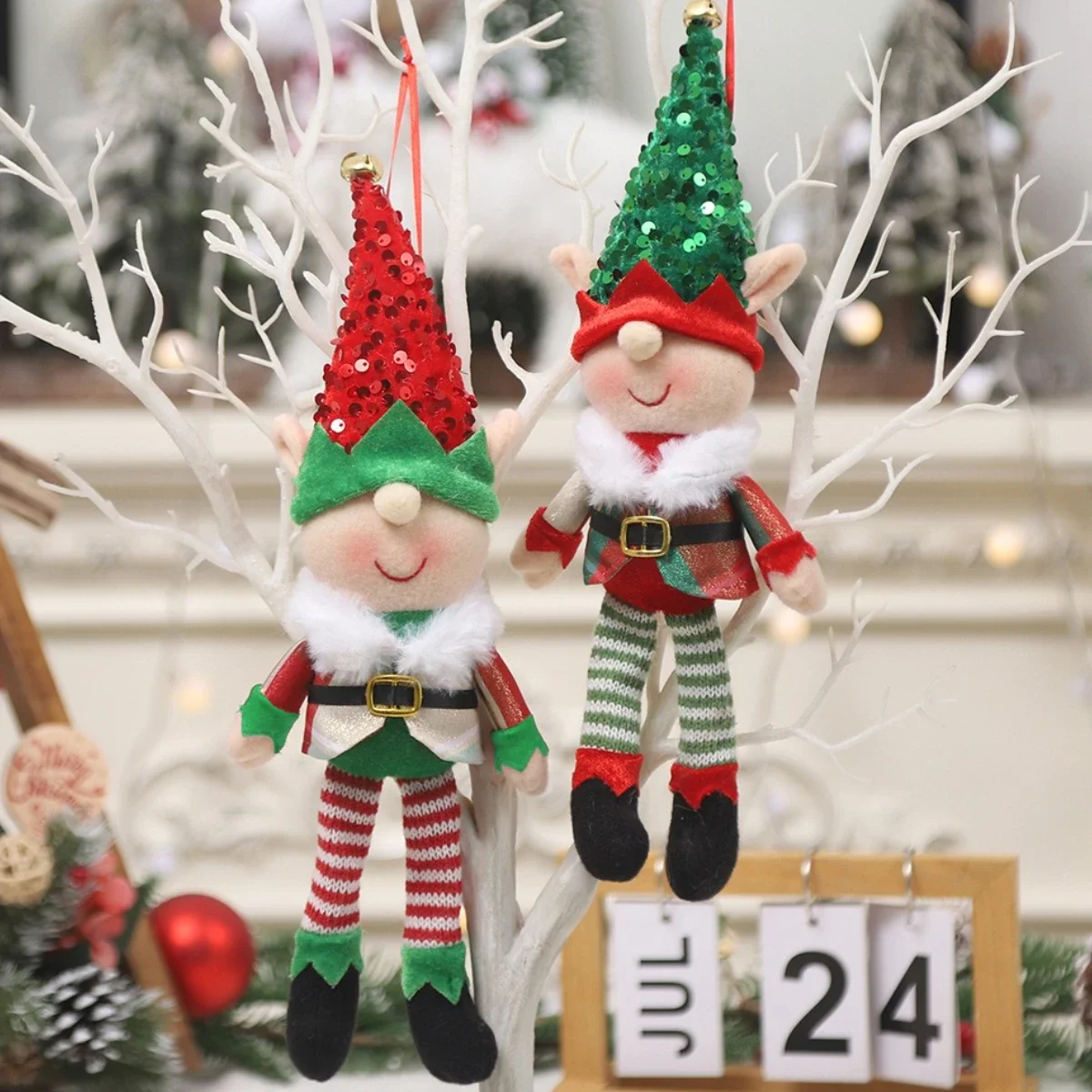 New-34CM-Long-Legged-Cartoon-Elf-Doll-Xmas-Tree-Pendants-Window ...
