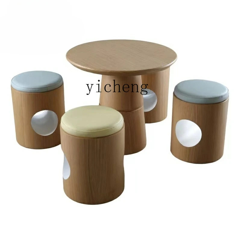 Tqh-Children-s-round-Table-Handmade-Table-Sales-Office-Shelf ...