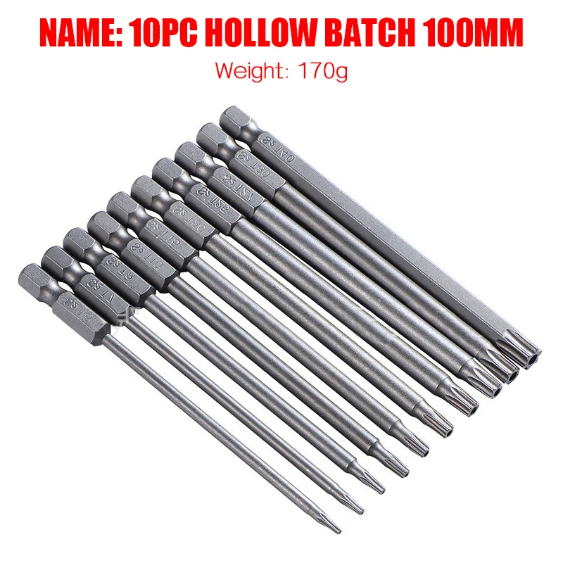 10pcs-S2-Alloy-Steel-Torx-Screwdriver-Bit-Set-100mm-Six-Stars-Screw ...