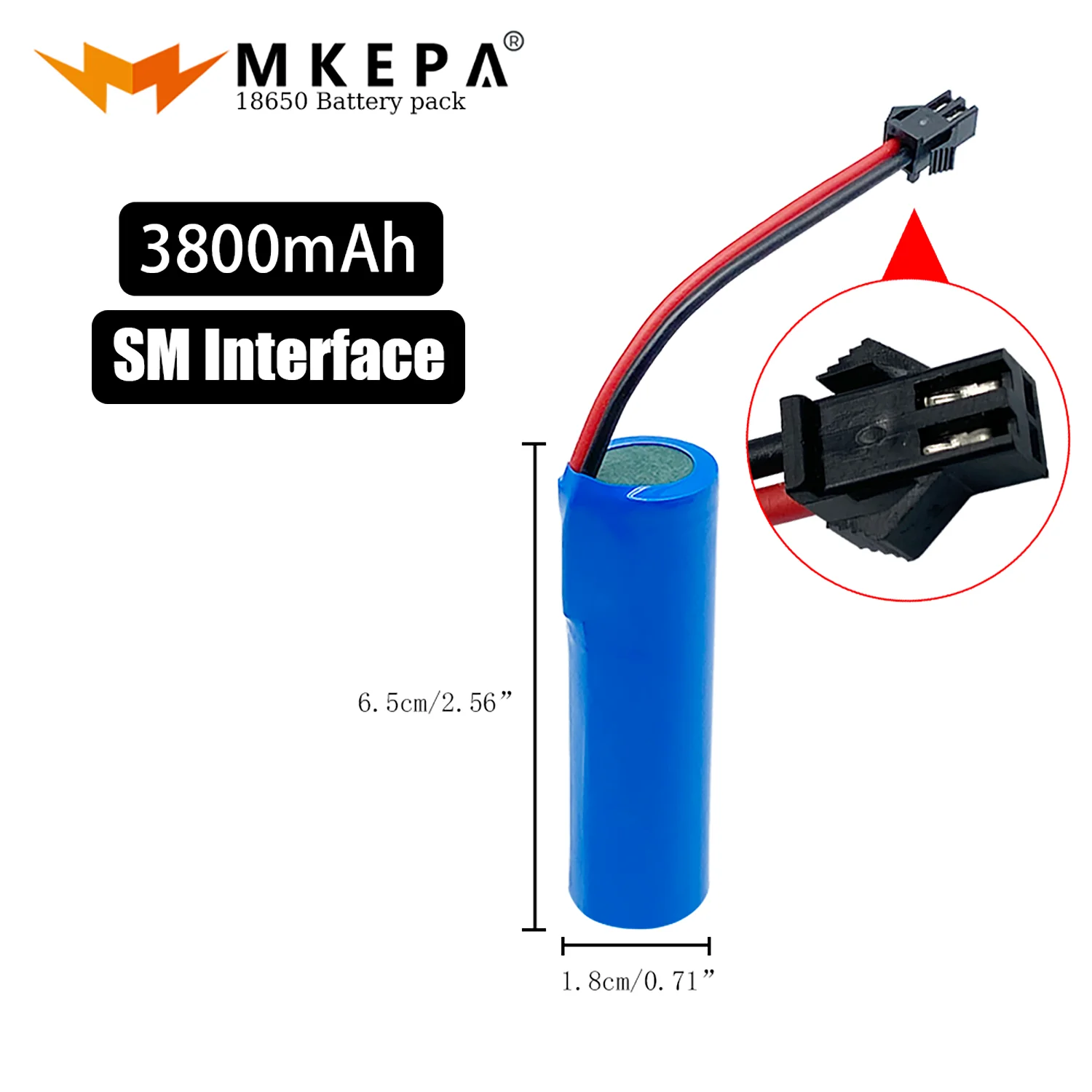 3.7V 18650 3800mAh 18650 Rechargeable Battery Li-Ion 18650 Battery SM Plug 3.7V Rechargeable ...