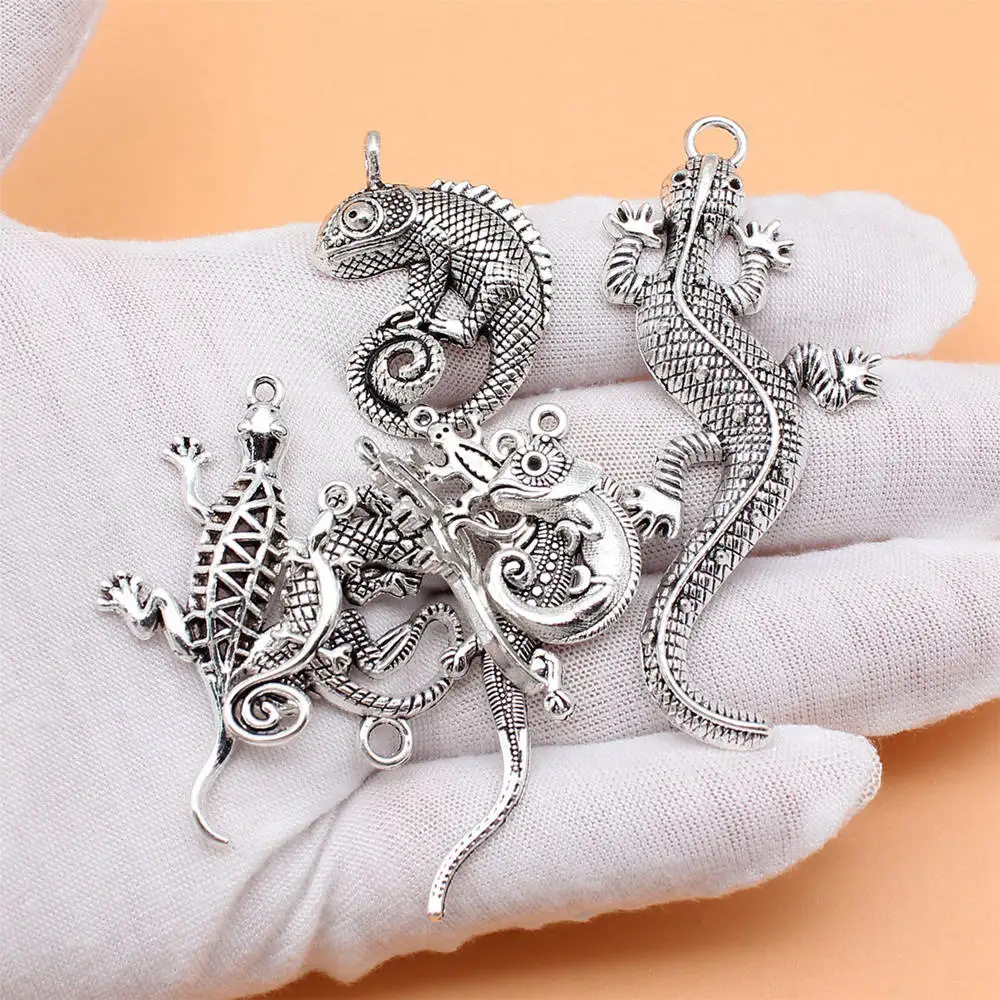 Jewellery-Antique-Silver-Color-Lizard-Gecko-Chameleon-Charms-Collection ...